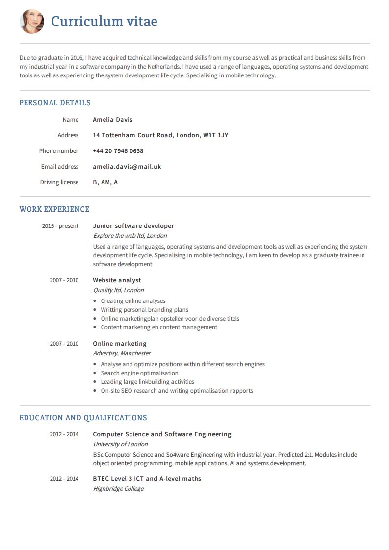 De bästa CV exemplen & mallarna för alla jobb! CVmaker.se